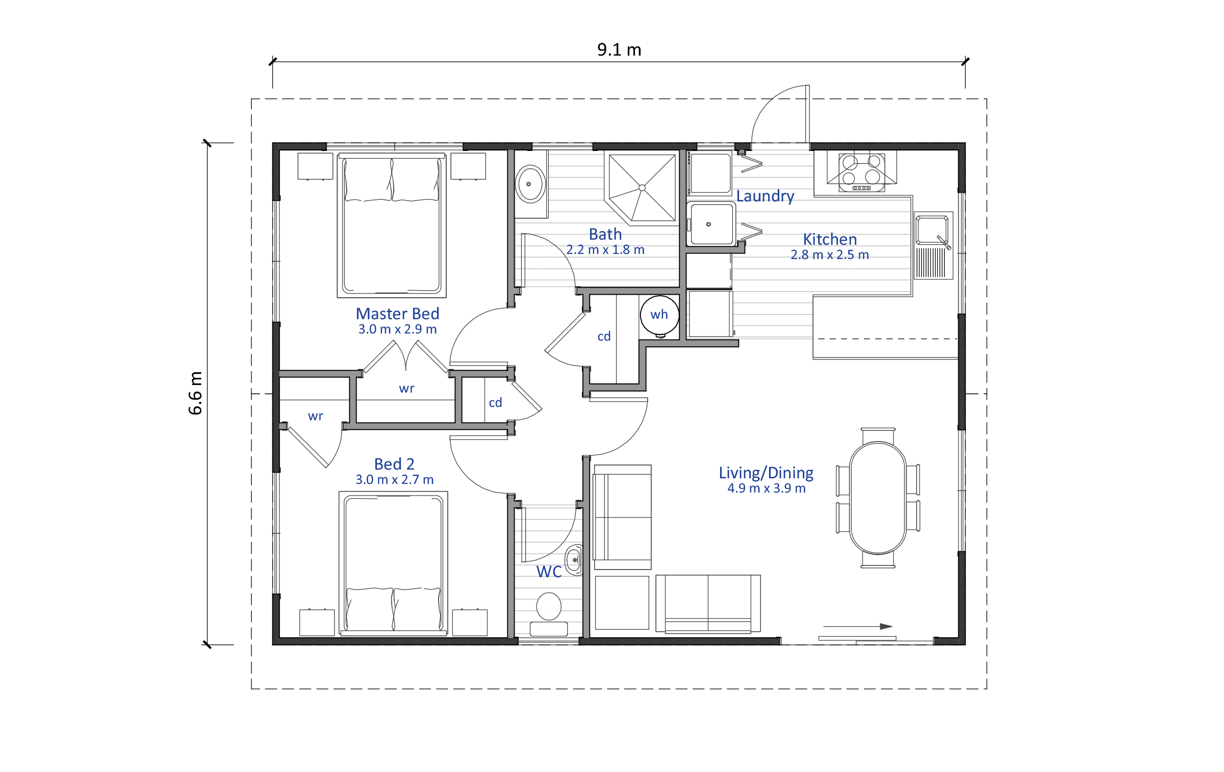 1 Bedroom Granny Flat Floor Plans 60m2 | Viewfloor.co